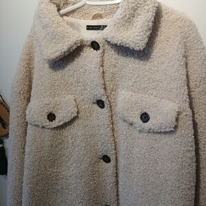 Black Tape_ | Jackets & Coats | Oversized Creamwhite Teddy Shaket ...